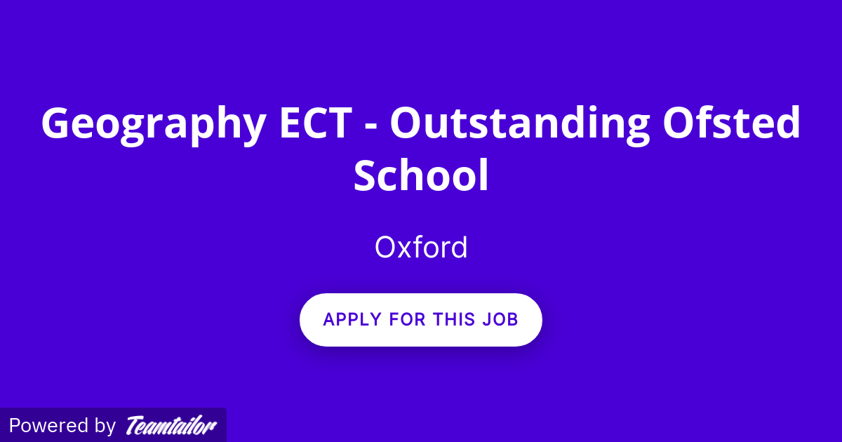 Geography ECT - Outstanding Ofsted School - Wayman Learning Trust