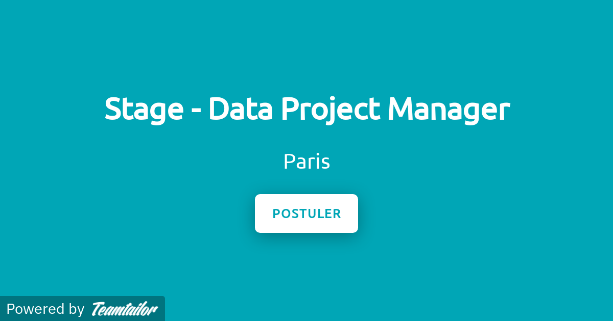 Stage - Data Project Manager - Numberly