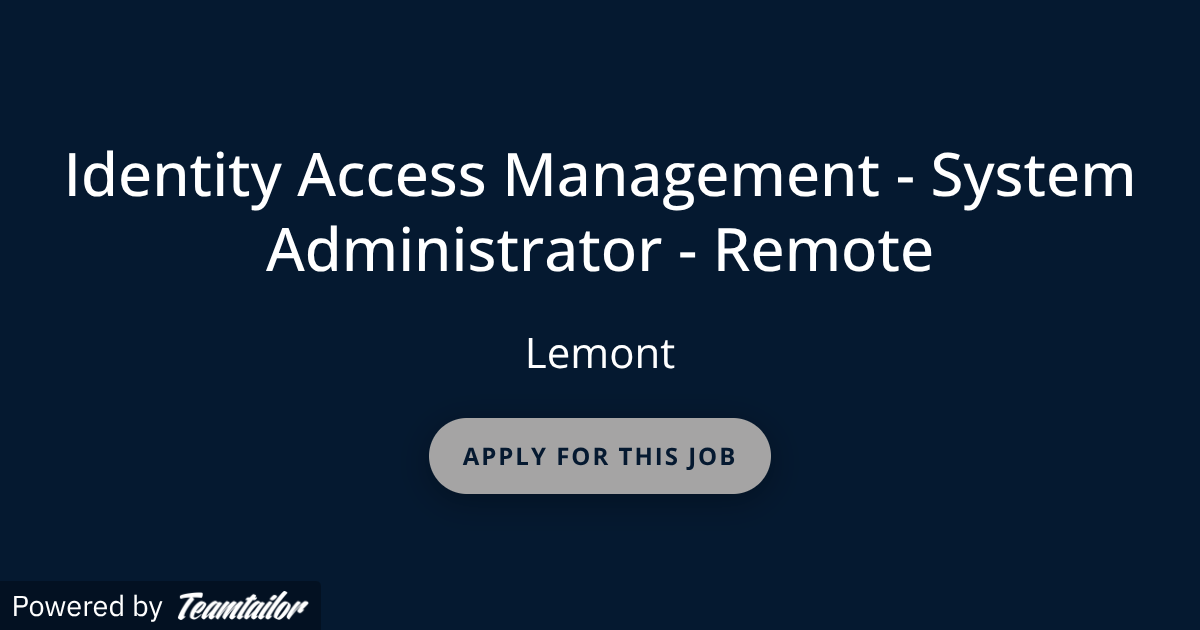 Identity Access Management - System Administrator - Remote - Spotter
