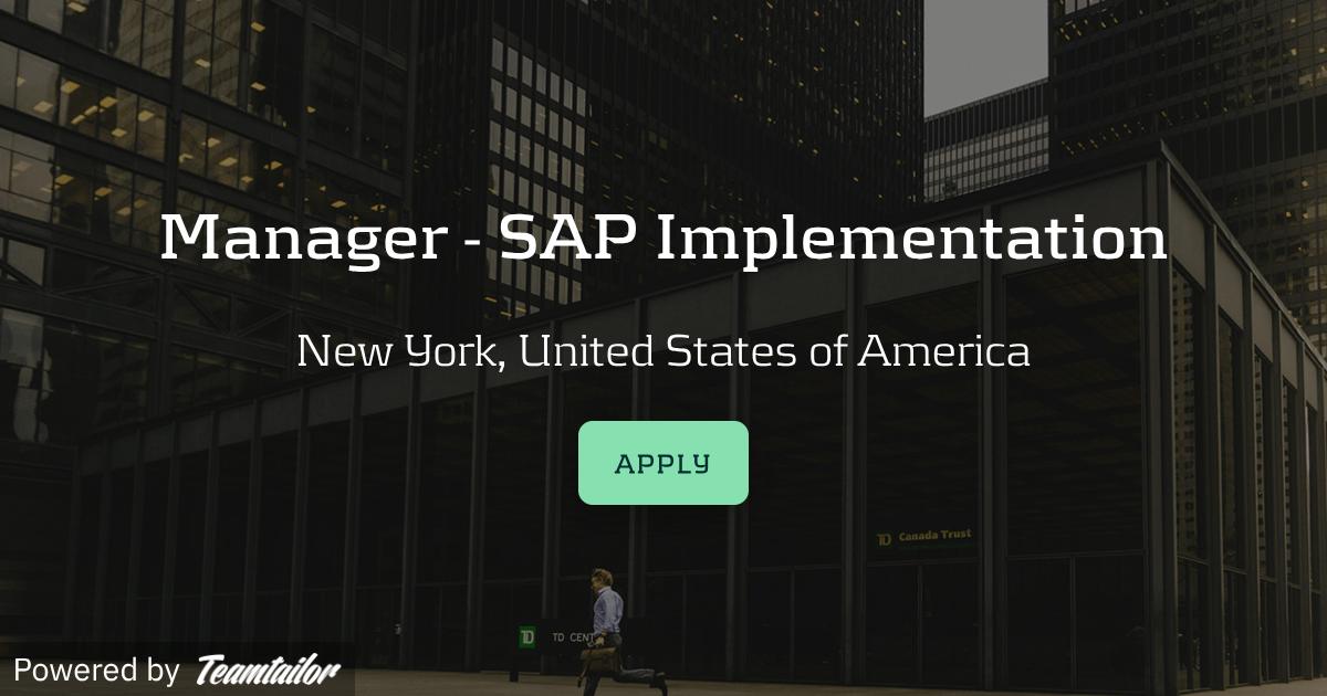 Manager - SAP Implementation - Zanders
