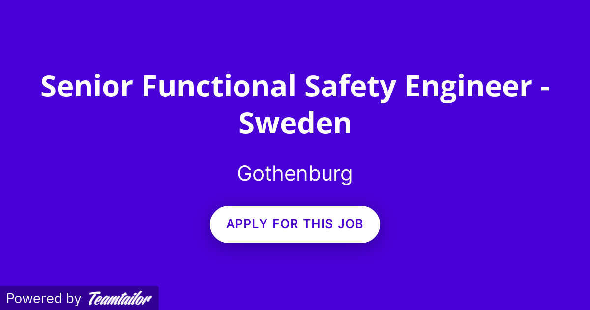 Senior Functional Safety Engineer - Sweden - Arion Recruitment