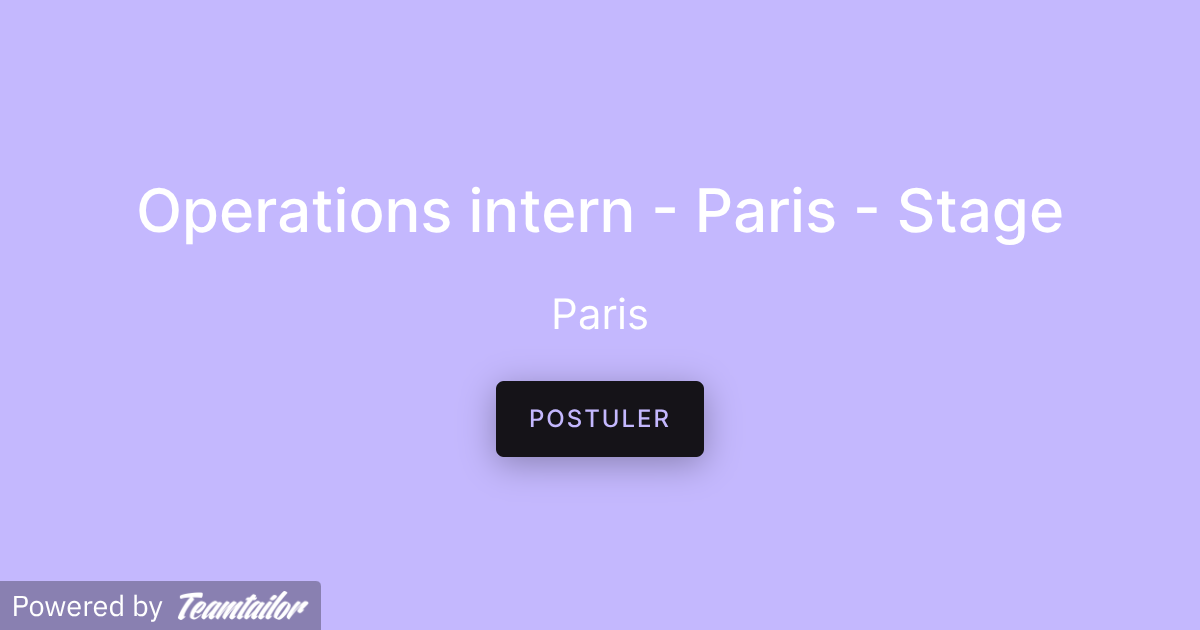 Operations intern - Paris - Stage - Orus