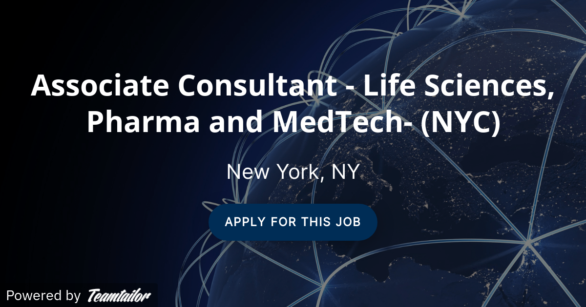 Associate Consultant - Life Sciences, Pharma and MedTech- (NYC) - LSC Lifesciences Consultants