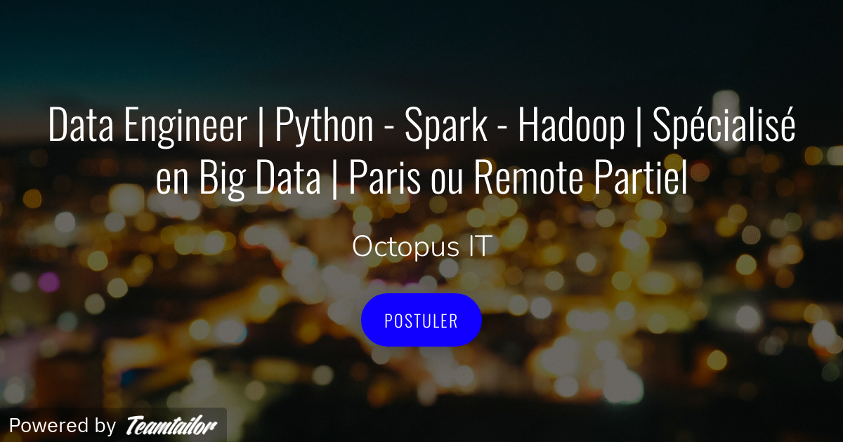 Data Engineer | Python - Spark - Hadoop | Spécialisé en Big Data ...