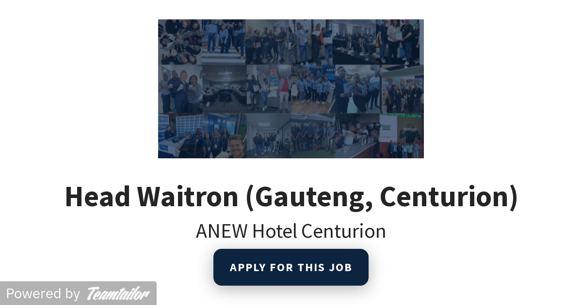 Head Waitron (Gauteng, Centurion) - ANEW Hotels & Resorts