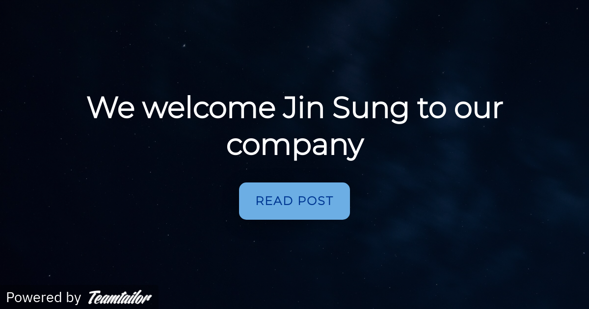 We welcome Jin Sung to our company - Synex Medical