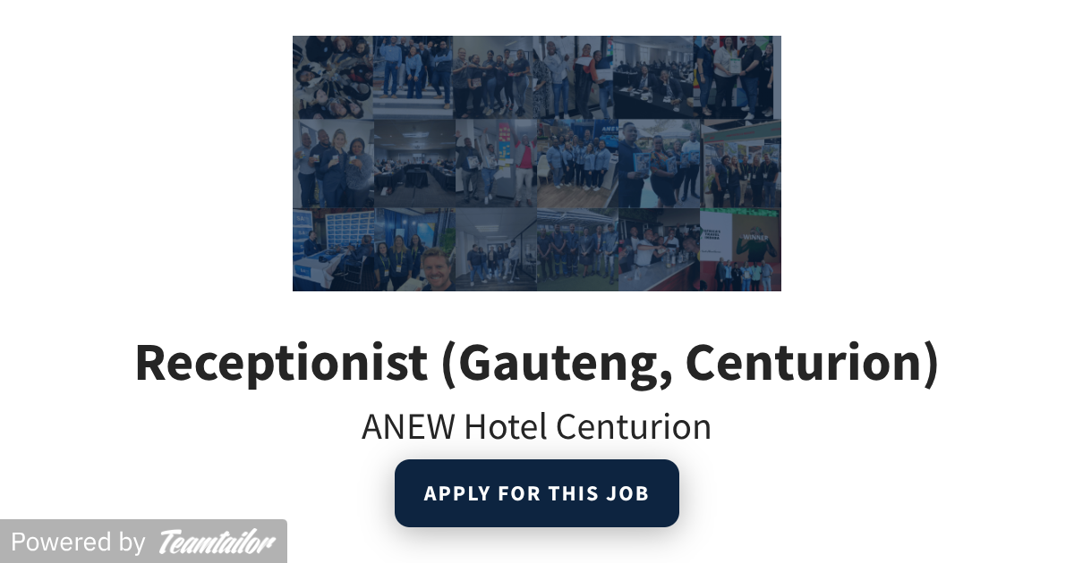 Receptionist (Gauteng, Centurion) - ANEW Hotels & Resorts