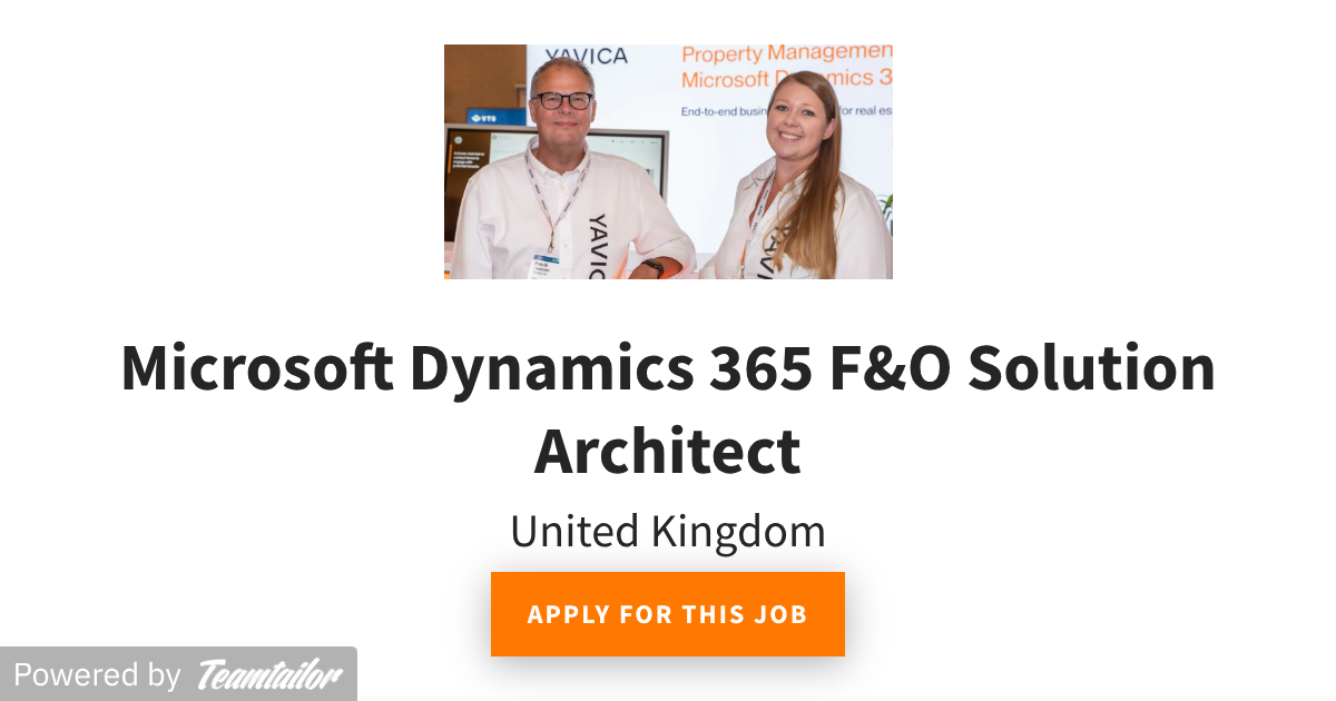 Microsoft Dynamics 365 F&O Solution Architect - YAVICA