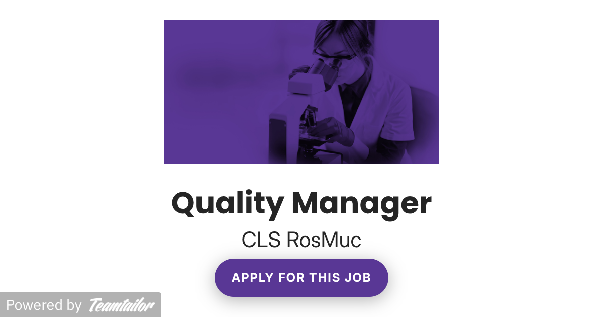Quality Manager - CLS - Complete Laboratory Solutions