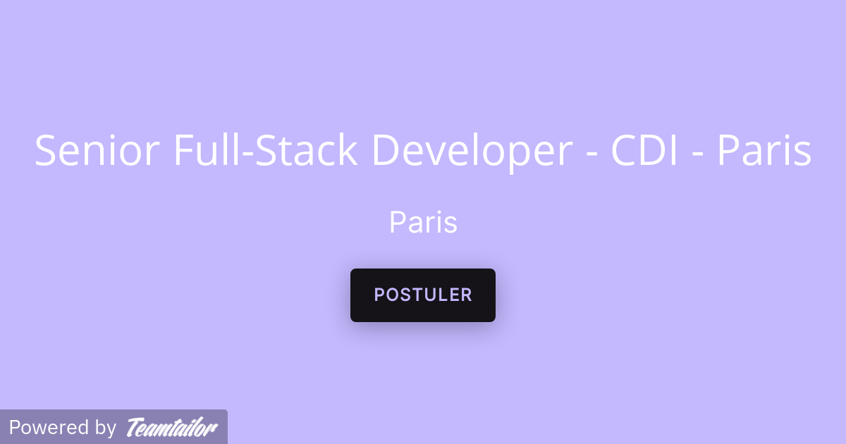 Senior Full-Stack Developer - CDI - Paris - Orus