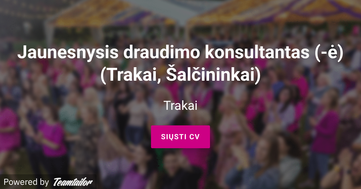 Jaunesnysis draudimo konsultantas (-ė) (Trakai, Šalčininkai ...