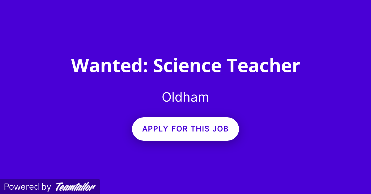 Wanted: Science Teacher - Wayman Learning Trust