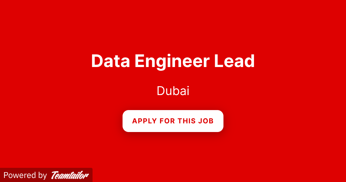 Data Engineer Lead - Edenred UAE
