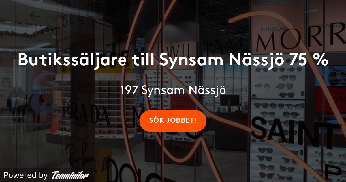 Butikssäljare till Synsam Nässjö 75 % - Synsam Group Sverige