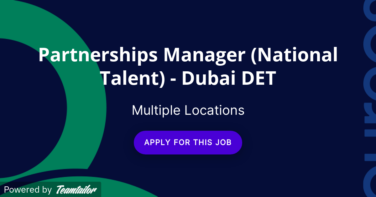 Partnerships Manager (National Talent) - Dubai DET - Qureos Inc
