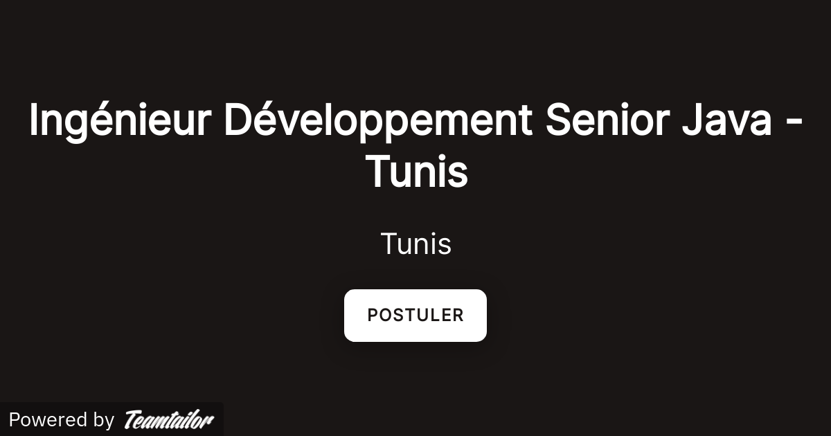 Ingénieur Développement Senior Java - Tunis - NeoXam