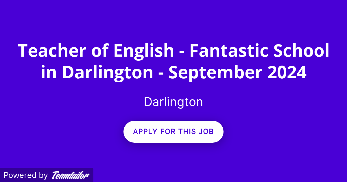 Teacher of English - Fantastic School in Darlington - September 2024 - Wayman Learning Trust