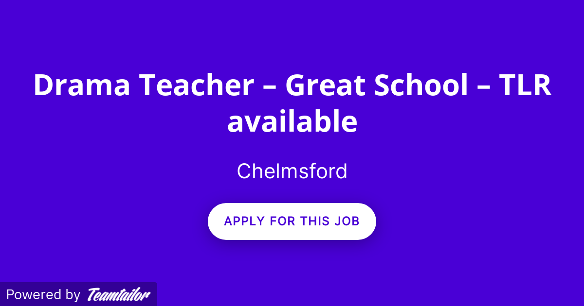 Drama Teacher – Great School – TLR available - Wayman Learning Trust