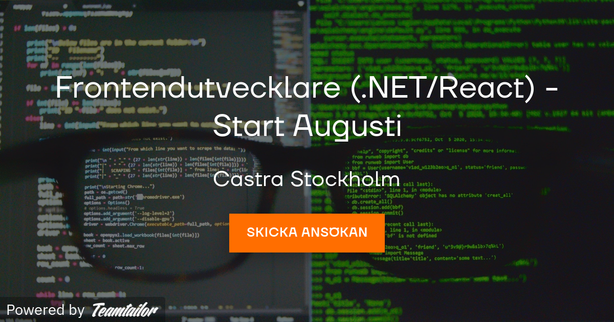 Frontendutvecklare (.NET/React) - Start Augusti - Castra