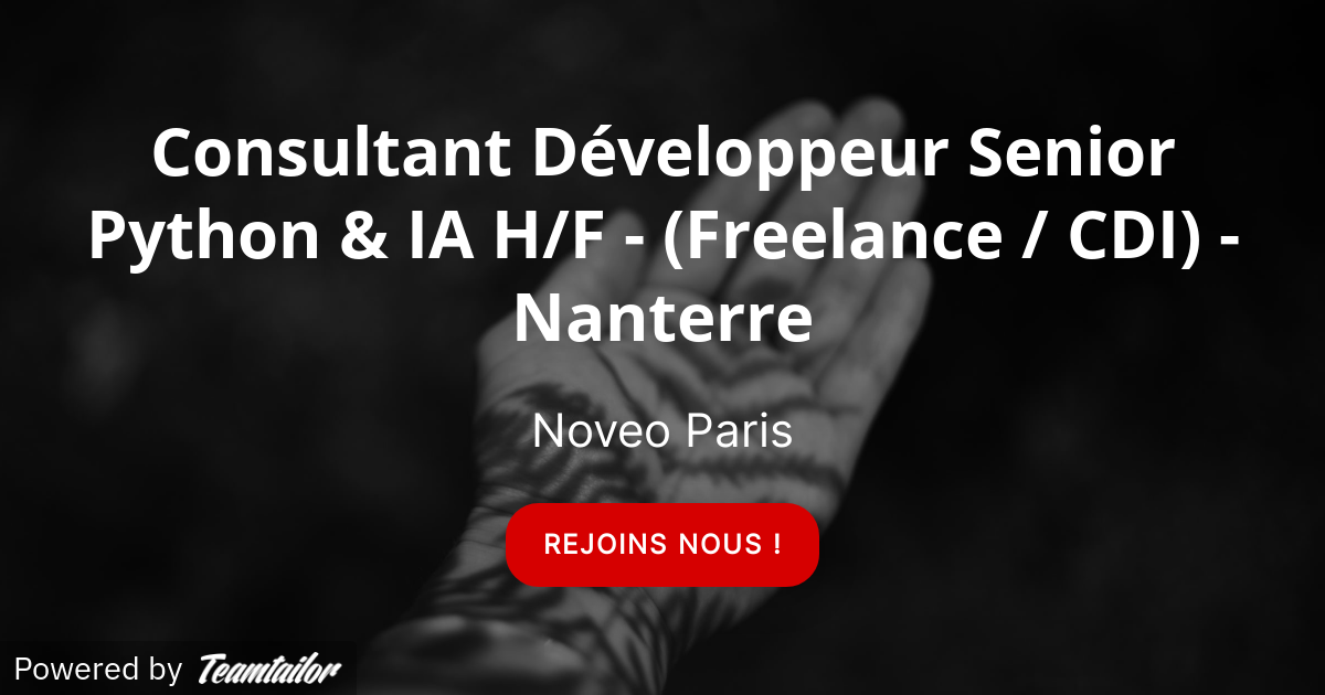 Consultant Développeur Senior Python & IA H/F - (Freelance / CDI ...