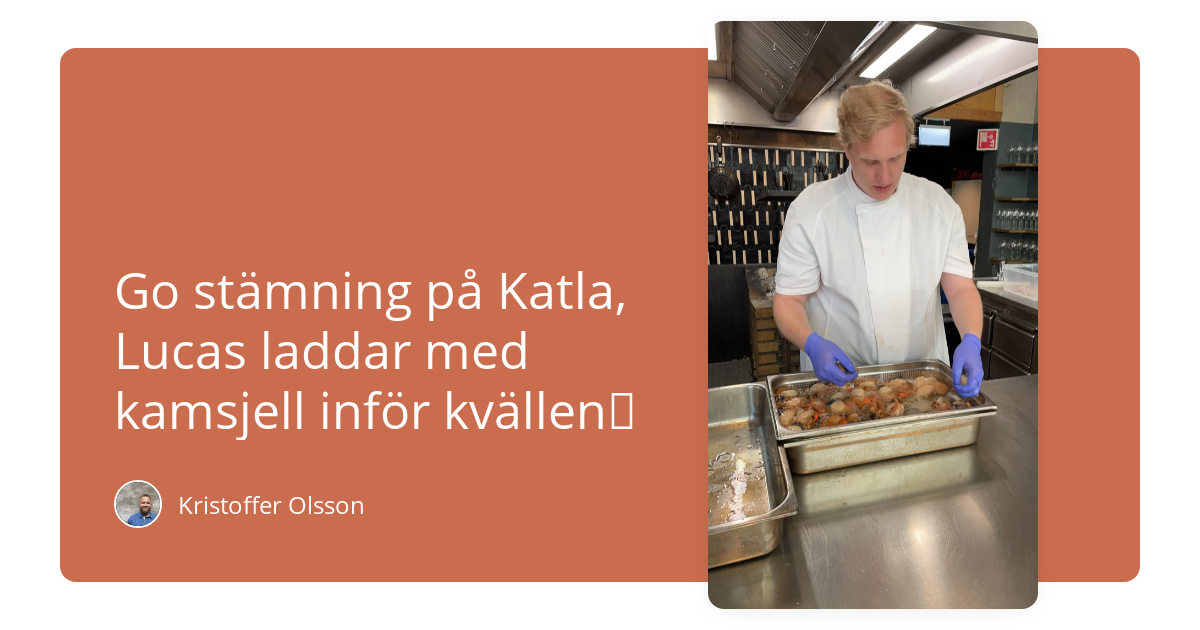 God stemning på Katla idag, Lucas lader opp med kamskjell før kvelden🍽️ - Team stories - Eik&Friends