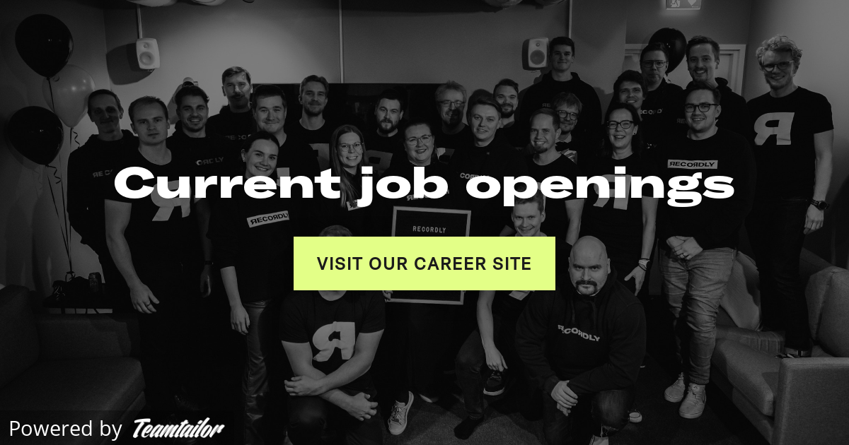 Current job openings - Recordly Oy