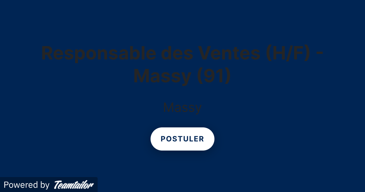 Responsable des Ventes (H/F) - Massy (91) - Reseau DEF