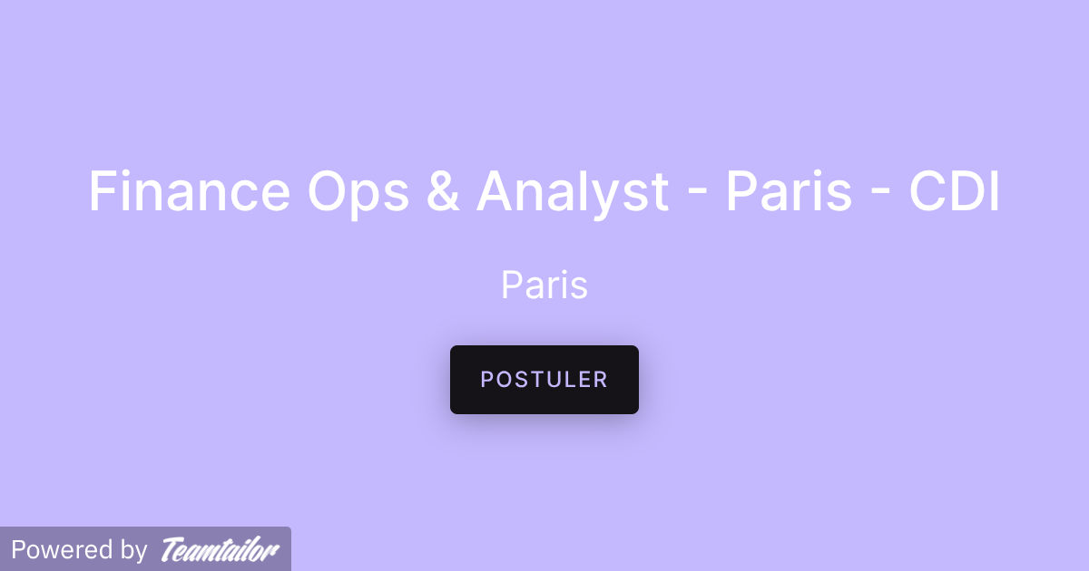 Finance Ops & Analyst - Paris - CDI - Orus