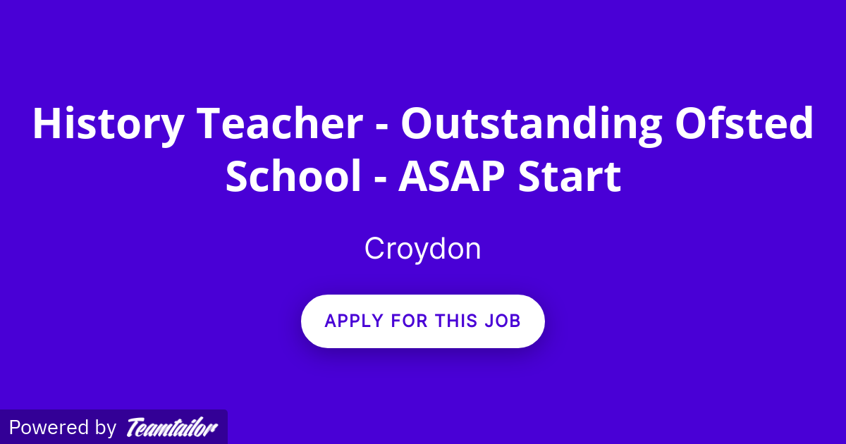 History Teacher - Outstanding Ofsted School - ASAP Start - Wayman ...