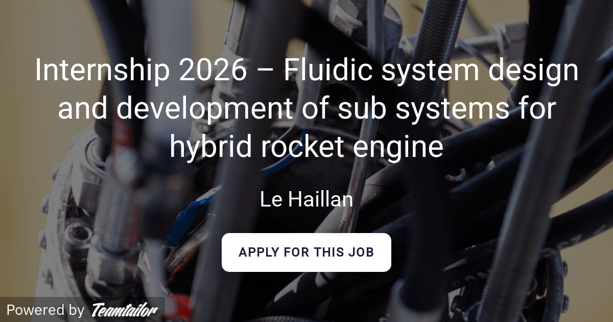 Internship 2026 – Fluidic system design and development of sub systems ...