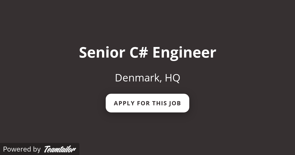 Senior C# Engineer - Secomea