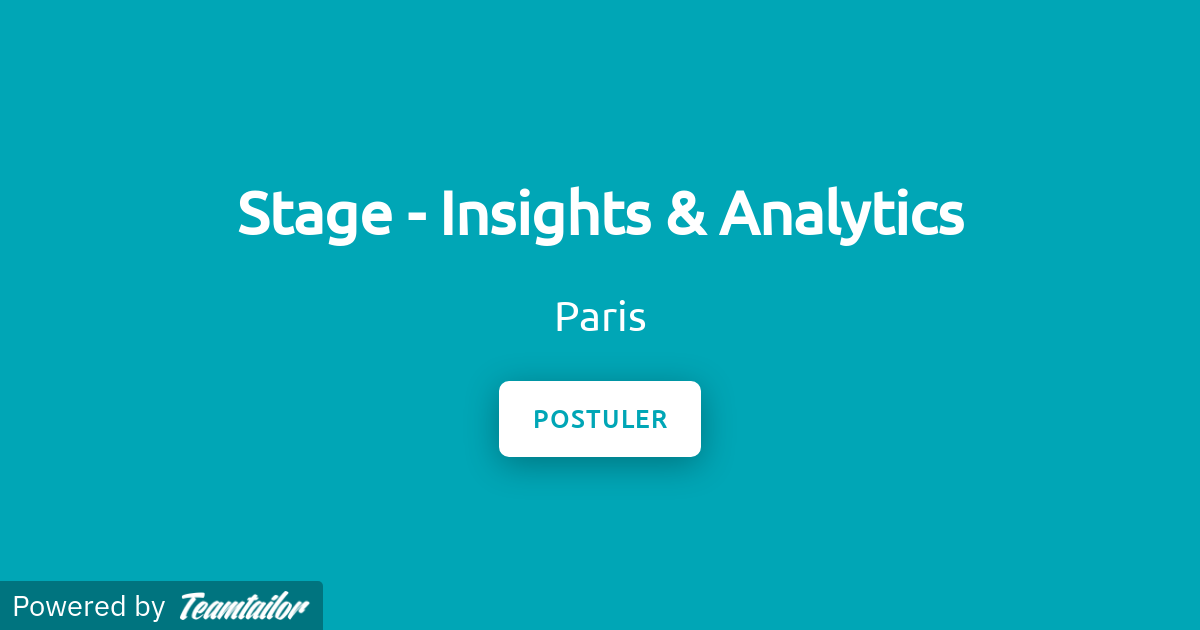 Stage - Insights & Analytics - Numberly