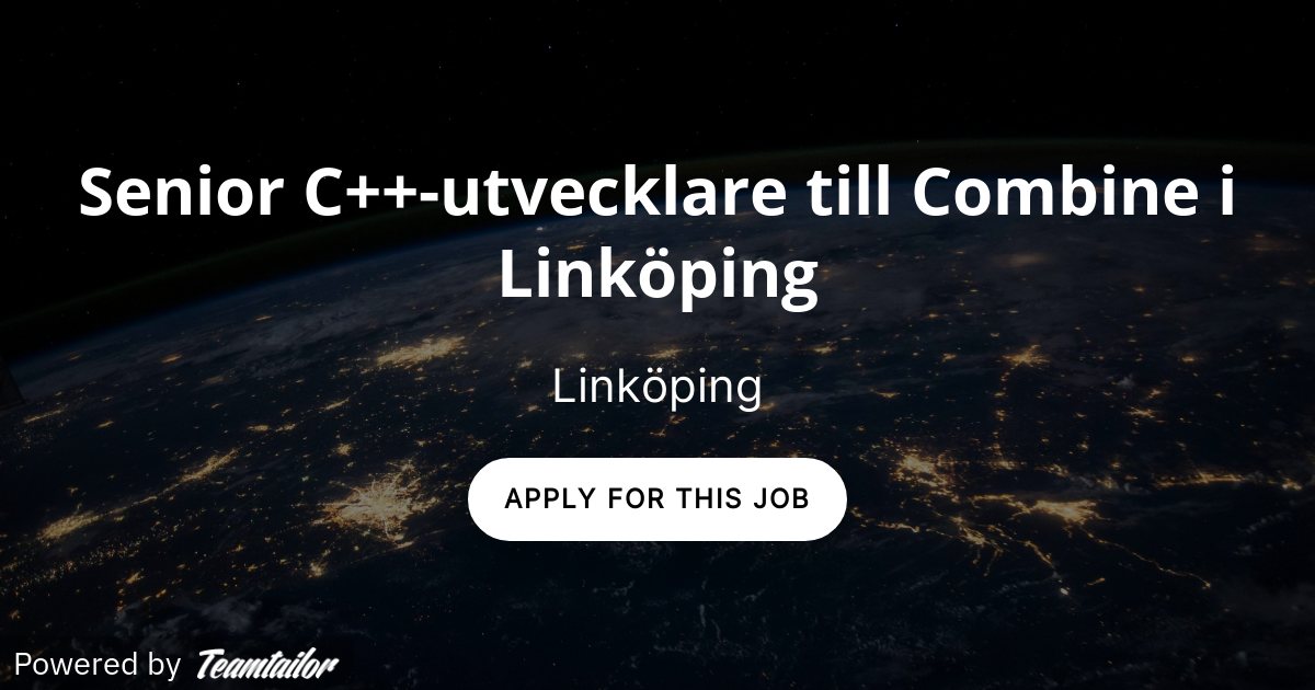 Senior C++-utvecklare till Combine i Linköping - Combine
