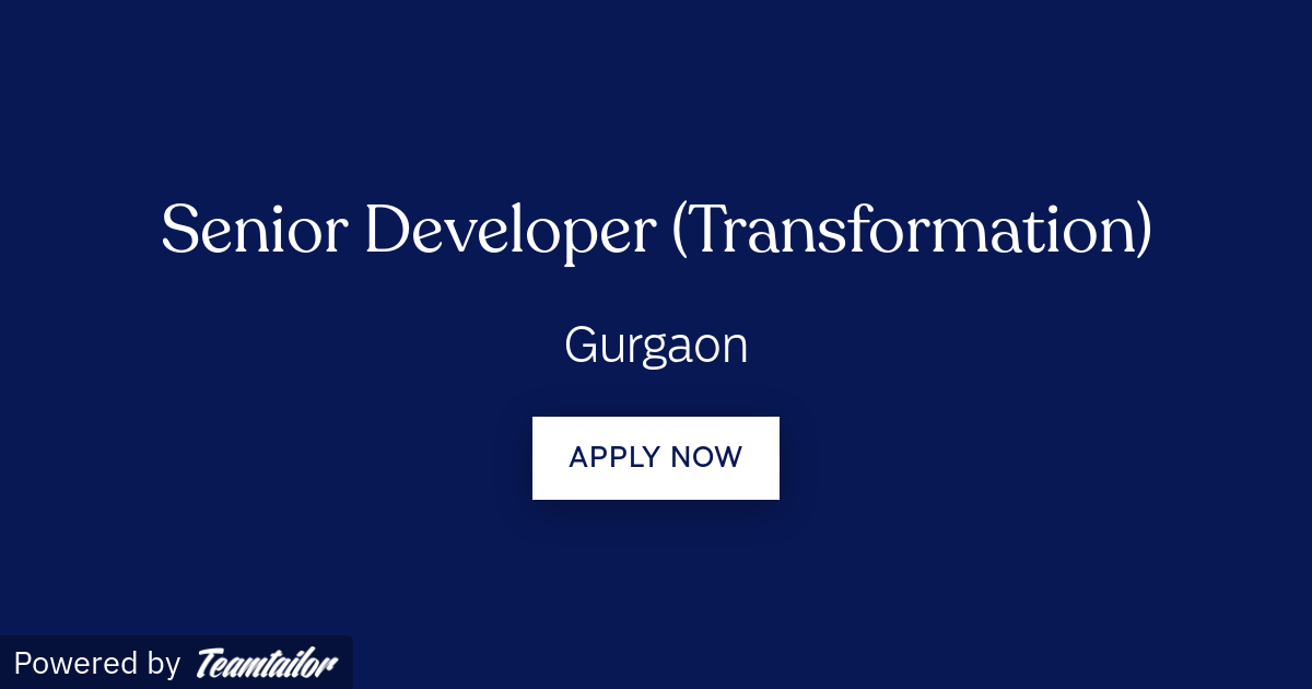 Senior Developer (Transformation) - GMG