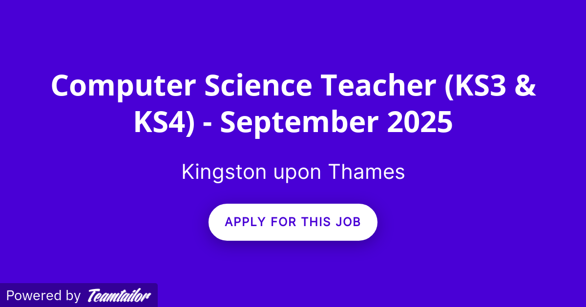 Computer Science Teacher (KS3 & KS4) - September 2025 - Perham ...