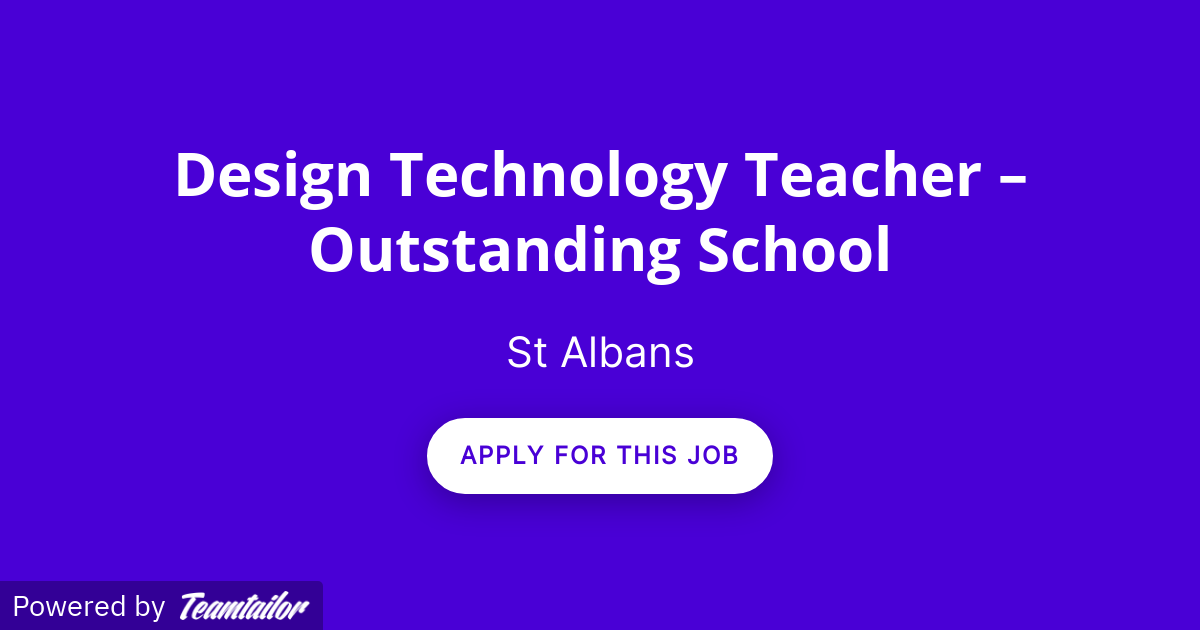 Design Technology Teacher – Outstanding School - Wayman Learning Trust