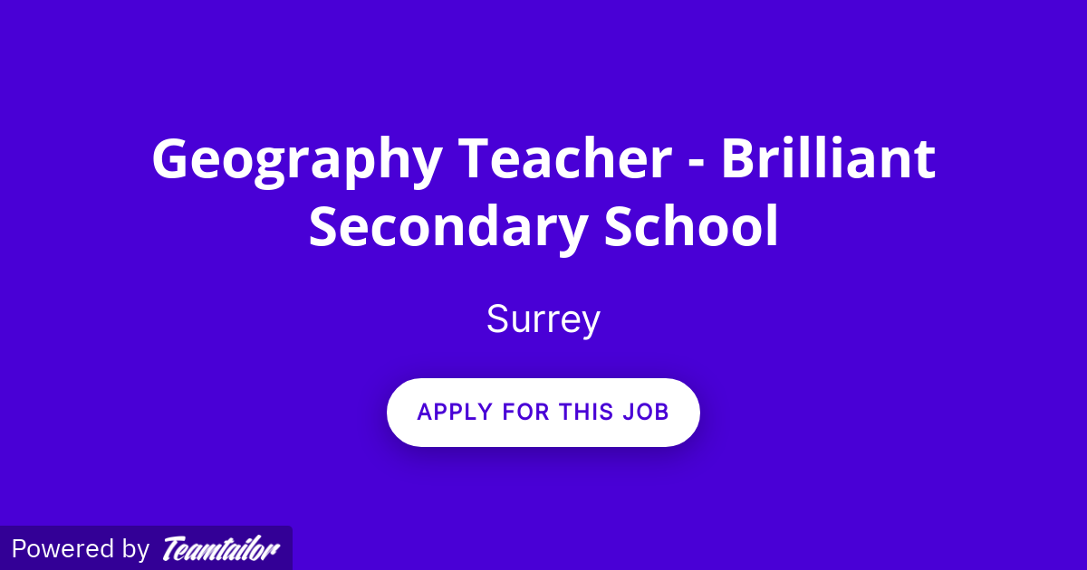 Geography Teacher - Brilliant Secondary School - Wayman Learning Trust