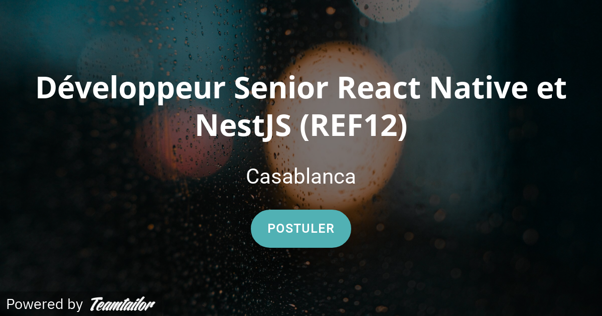 Développeur Senior React Native et NestJS (REF12) - Trusted Advisors