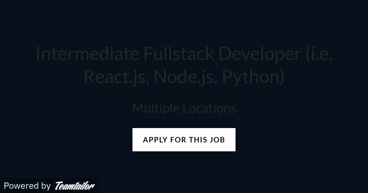 Intermediate Fullstack Developer (i.e. React.js, Node.js, Python) - Imaginary Cloud