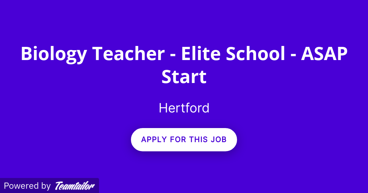 Biology Teacher - Elite School - ASAP Start - Perham Education Partnership