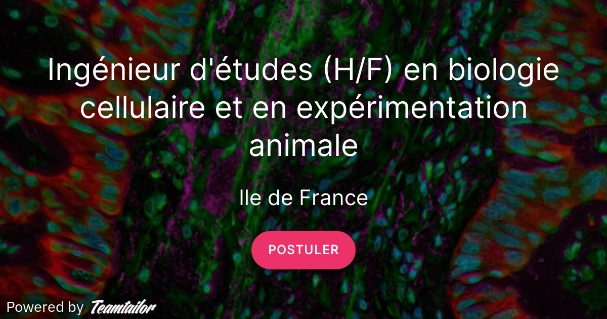Ingénieur d'études (H/F) en biologie cellulaire et en expérimentation ...