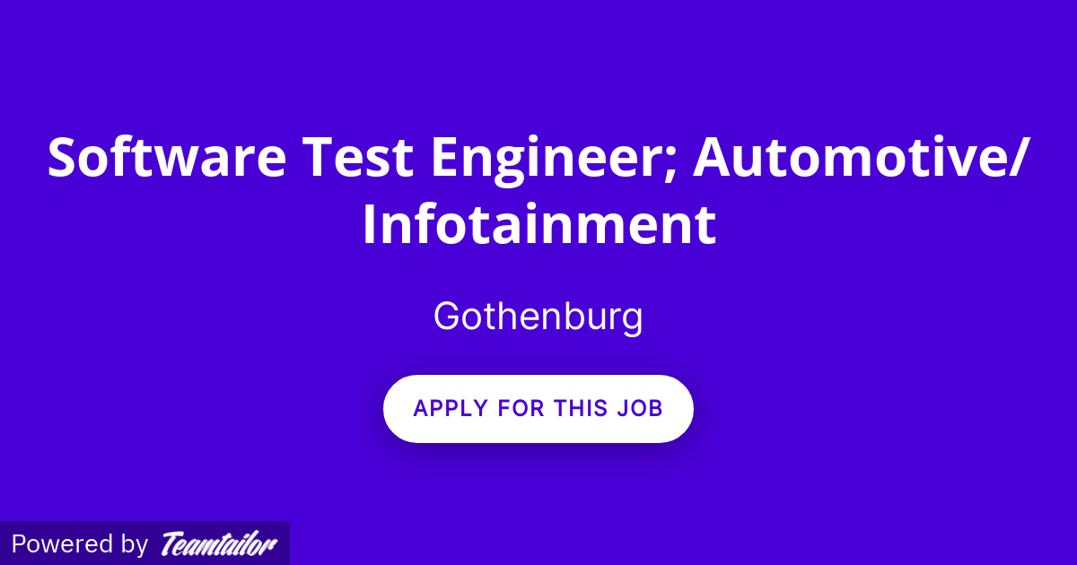 Software Test Engineer; Automotive/ Infotainment - Arion Recruitment