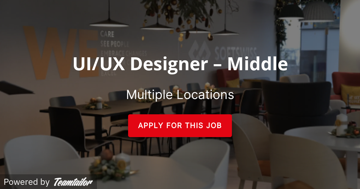 UI/UX Designer – Middle - SOFTSWISS
