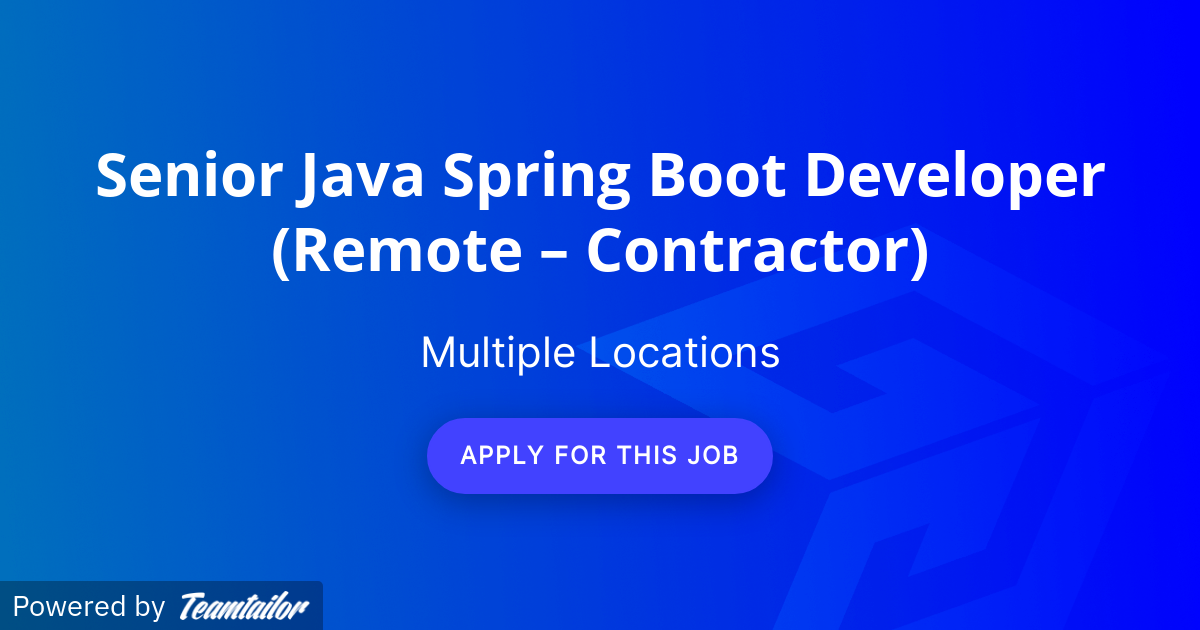 Senior Java Spring Boot Developer (Remote – Contractor) - GoGrow