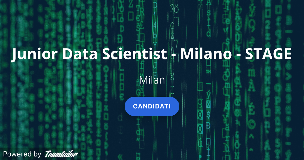 Junior Data Scientist - Milano - STAGE - SDG Group