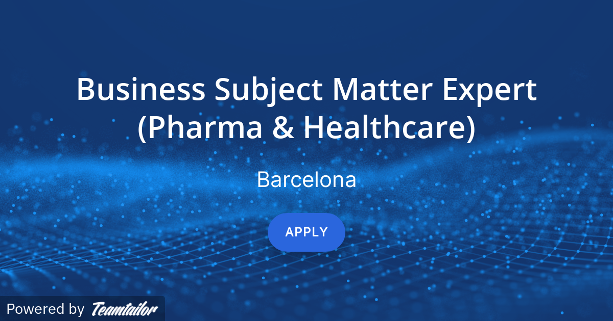 Business Subject Matter Expert (Pharma & Healthcare) - SDG Group