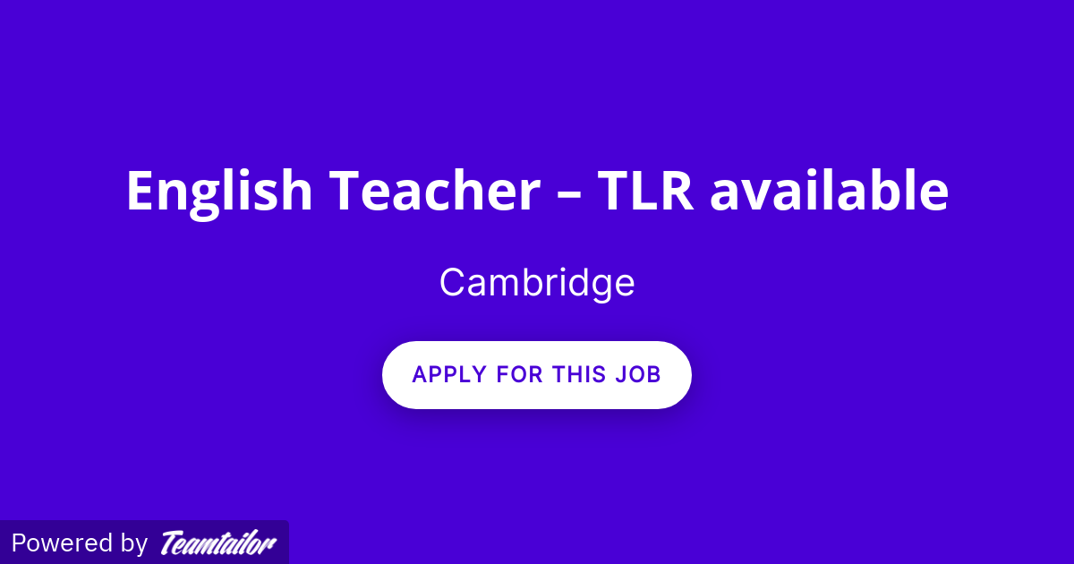 English Teacher – TLR available - Wayman Learning Trust