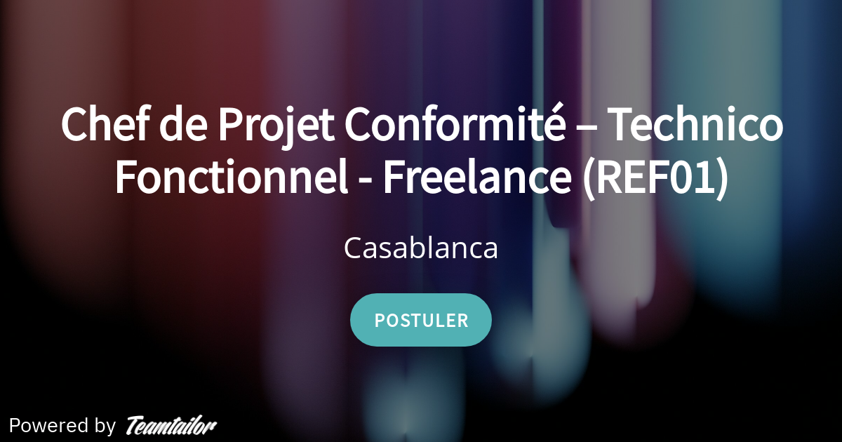 Chef de Projet Conformité – Technico Fonctionnel - Freelance (REF01) - Trusted Advisors