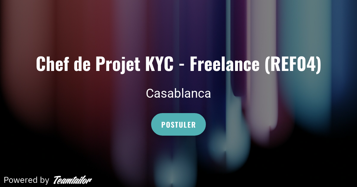 Chef de Projet KYC - Freelance (REF04) - Trusted Advisors