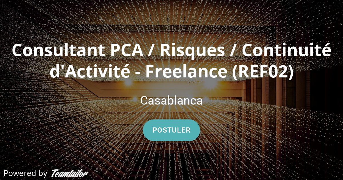 Consultant PCA / Risques / Continuité d'Activité - Freelance (REF02) - Trusted Advisors